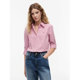 Hemdbluse Tommy Hilfiger "SUMMER POPLIN REGULAR SHIRT", Damen, Gr. 46, pink multi stripe, Popeline, Obermaterial: 100% Baumwolle, gestreift, regular fit normal, Rundhals, eingesetzt gerader Abschluss, Blusen Hemdbluse, Baumwolle, regular fit, auch in gro&szlig;en Gr&ouml;&szlig;en