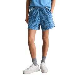 Marc O'Polo Shorts MARC O'POLO DENIM "aus Organic Cotton", Damen, Gr. S, Normalgr&ouml;&szlig;en, medium blau, Sweatware, Obermaterial: 100% Baumwolle, gemustert, regular fit kurz, Hosen Shorts