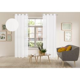 Gardine OTTO HOME "Fritty", wei&szlig;, B:140cm H:175cm, Ausbrenner, Polyester, Gardinen, Gardine, &Ouml;sen, transparent, Pflegeleicht, elegante L&auml;ngststreifen