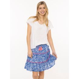Minirock Zwillingsherz "Paisley", Damen, Gr. S/M, royalblau, Obermaterial: 100% Baumwolle, R&ouml;cke Minirock, Paisleymuster, Tasseln, kurzer Schnitt