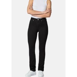Straight-Jeans PEAK TIME "Galaxa", Damen, Gr. 26, L&auml;nge 30, gamma schwarz, Jeans, Material: 85% Baumwolle, 12% Polyester, 3% Elasthan, gerade lang, Jeans Straight-Jeans, Gerade Damen Jeans mit Logopr&auml;gung