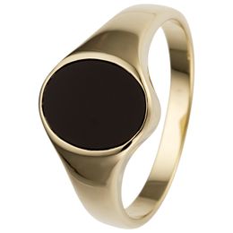 Fingerring Jobo Gr. 54, schwarz, Fingerringe, Damen, 54, Gelbgold 585, Fingerring, 585 Gold mit Onyx oval