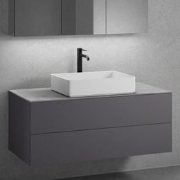 neoro n50 Unterschrank B: 120 cm mit 2 Ausz&uuml;gen, Waschtisch B: 58 cm wei&szlig; matt,, BN0065WM+BN0424GR+BN0404C3,