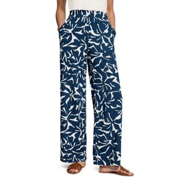 Stoffhose Zero "Damen mit Print.", Damen, Gr. 34, Normalgr&ouml;&szlig;en, blau, cream, Obermaterial: 100% Viskose, figurbetont lang, Hosen Stoffhose, mit Gummizug