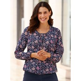 Schlupfbluse Inspirationen, Damen, Gr. 40, blau (marine, rosenquarz, bedruckt), 100% Viskose, bedruckt, gebl&uuml;mt, gemustert, mehrfarbig, Rundhals, Blusen Schlupfbluse