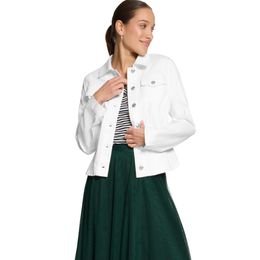 Jackenblazer Zero "Damen im Jeans-Look", Damen, Gr. 34, cream denim, Obermaterial: 71% Baumwolle, 3% Elasthan, 26% Polyester, Basic, figurbetont normal, Blazer, Material.