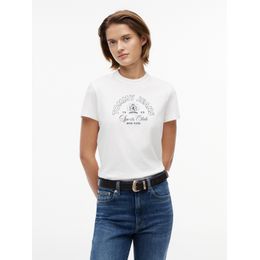 Kurzarmshirt Tommy Jeans "TJW REG HERITAGE LOGO SS TEE", Damen, Gr. L (42/44), ecru, Single Jersey, Obermaterial: 100% Baumwolle, bedruckt, normal, Rundhals, Shirts, Baumwolle, regular fit