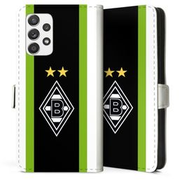 DeinDesign Galaxy A52s 5G Handy Klapph&uuml;lle Handyh&uuml;lle aus Kunst Leder wei&szlig; Flip Case Logo Gladbach Borussia M&ouml;nchengladbach Sideflip mit Lasche