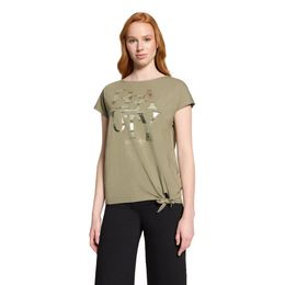 Kurzarmshirt Betty Barclay "Damen mit Schleifenknoten", Damen, Gr. 36, soft olive, Jersey, Obermaterial: 62% Viskose, 21% Polyester, 12% Polyester, 5% Elasthan, loose fit normal, U-Boot-Ausschnitt, Shirts