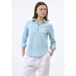 Hemdbluse FELIX HARDY "Leinen-Shirt", Damen, Gr. M, t&uuml;rkis, 85% Baumwolle, 15% Leinen, Blusen Hemdbluse