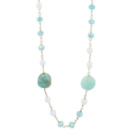 Adelia&acute;s Kette mit Anh&auml;nger ADELIA&acute;S "Damen Edelstahl Halskette mit Anh&auml;nger mit Amazonit", gold (gold, perle), Halsketten, Damen, unbekannt, Edelstahl