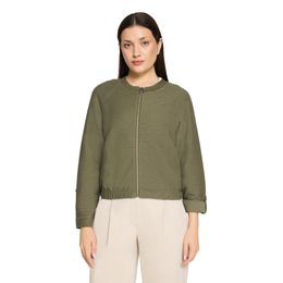 Sweatjacke Betty Barclay "Damen mit Rippenstruktur", Damen, Gr. 36, dusty olive, Obermaterial: 65% Polyester, 35% Baumwolle, figurumspielend normal, Rundhals, Sweatjacken Sweatjacke