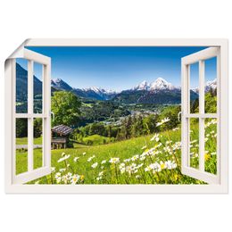 Wandbild Artland "Fensterblick Bayerischen Alpen", wei&szlig; (farbe bild(er): wei&szlig;), B:70cm H:50cm, Bilder, als Leinwandbild, Poster in verschied. Gr&ouml;&szlig;en