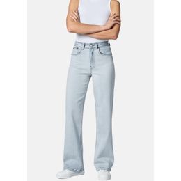 Weite Jeans PEAK TIME "Eklipsa", Damen, Gr. 26, L&auml;nge 32, hyperlight indigo, Jeans, Material: 88% Baumwolle, 6% Polyester, 4% Elastomultiester, 2% Elastan, weit lang, Jeans, Damen Wide Leg Jeans mit Logopr&auml;gung