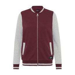 Sweatjacke oxmo "Trainingsjacke OXOnana", Damen, Gr. XS, rot (wine rot), Obermaterial: 80% Polyester PES. 20% Baumwolle CO., Sweatjacken Sweatjacke