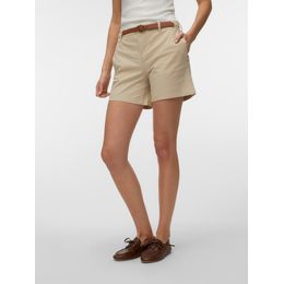 V&eacute;ro Moda Chinoshorts VERO MODA "VMFIEBY MW TAPERED CHINO SHORT SHORTS", Damen, Gr. L, N-Gr, cement, Web, Obermaterial: 98% Baumwolle, 2% Elasthan, unifarben, kurz, Hosen Chinoshorts, Baumwollmischung