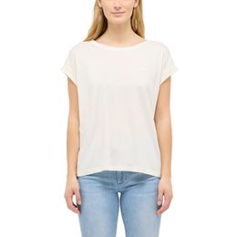 Kurzarmshirt Mustang "Damen Style Lesley", Damen, Gr. L, sanftes wei&szlig;, Jersey, 50% Lyocell, 50% Baumwolle, Rundhals, Shirts