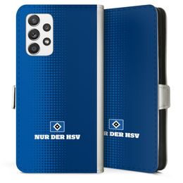 DeinDesign Galaxy A52s 5G Handy Klapph&uuml;lle Handyh&uuml;lle aus Kunst Leder wei&szlig; Flip Case Hsv Logo Official Licensed Product Sideflip mit Lasche