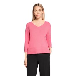 Strickpullover Betty Barclay "Damen mit V-Ausschnitt", Damen, Gr. 38, pink, Strick, Obermaterial: 50% Viskose, 27% Polyamid, 23% Polyester, figurumspielend lang, Rundhals, Pullover Strickpullover