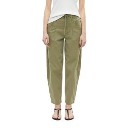 Stoffhose s.Oliver, Damen, Gr. 44, N-Gr, summer khaki, Web, Obermaterial: 62% Baumwolle, 35% Viskose, 3% Elasthan, unifarben, regular fit lang, Hosen Stoffhose, mit Kordelzug