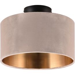 OTTO HOME Deckenleuchte "Jerrett, Deckenlampe mit Samtschirm beige / gold &Oslash; 30cm H&ouml;he 22 cm", beige (beige gold), 2, &Oslash; 30cm H: 22cm, 1 Stk., Leuchten, Wohnzimmerlampe exkl 2x E14 Leuchtmittel wechselbar, Esszimmer, Deckenleuchte