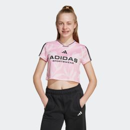 T-Shirt adidas Sportswear "HOUSE OF TIRO COLORS OF KIDS CROP", M&auml;dchen, Gr. 164, schwarz (true pink, schwarz), Obermaterial: 100% Polyester, V-Ausschnitt, Shirts T-Shirt