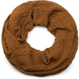 Strickschal styleBREAKER "Feinstrick Loop mit Zopfmuster", Damen, braun (cognac), Obermaterial: 50% Viskose CV. 50% Polyester PES., Modisch, Modet&uuml;cher