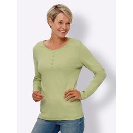 Langarmshirt Classic Basics "Langarm-Shirt", Damen, Gr. 42, gr&uuml;n (lindgr&uuml;n), 95% Baumwolle, 5% Elasthan, unifarben, Shirts Langarmshirt