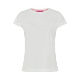 LIEBLINGSST&Uuml;CK T-Shirt LIEBLINGSST&Uuml;CK "LaceL", Damen, Gr. L, sanftes wei&szlig;, Single Jersey, Obermaterial: 100% Baumwolle, bestickt, unifarben, regular fit h&uuml;ftlang, Rundhals, abgesteppte Kante, Shirts T-Shirt, mit Lochstickerei, Rundhals