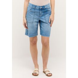 Jeansshorts Angels "LIA URBAN", Damen, Gr. 36, N-Gr, heaven blau random used, Denim/Jeans, Obermaterial: 89% Baumwolle, 8% Polyester, 3% Elasthan, unifarben, loose fit knielang, Jeans Jeansshorts, im Five-Pocket Style