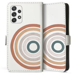 DeinDesign Galaxy A52s 5G Handy Klapph&uuml;lle Handyh&uuml;lle aus Kunst Leder wei&szlig; Flip Case Circle Rainbow Water Colour Sideflip mit Lasche