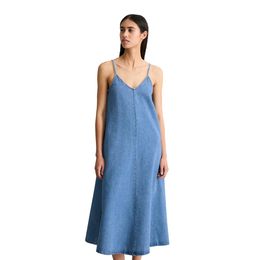 Marc O'Polo Jeanskleid MARC O'POLO DENIM "aus reinem Organic Cotton", Damen, Gr. L, Normalgr&ouml;&szlig;en, medium blau, Obermaterial: 100% Baumwolle, unifarben, loose fit lang, V-Ausschnitt, normaler Saum, Kleider