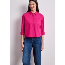 Langarmbluse Street One, Damen, Gr. 34, magenta dream, Web, 100% Baumwolle, unifarben, regular fit normal, V-Ausschnitt, Umschlagbund, Blusen, aus reiner Baumwolle