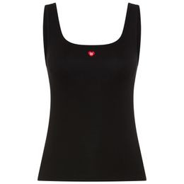 Tanktop HUGO UNDERWEAR "HUGO HEART VEST", Damen, Gr. L, schwarz 001, Rippware, Obermaterial: 90% Modal, 10% Elasthan, k&ouml;rpernah normal, tiefer Rundhals, Tops Tanktop