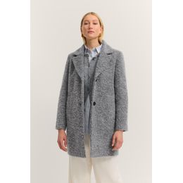Kurzmantel Bugatti "Comfort Fit", Damen, Gr. 38, 330, blaugrau, 34% Wolle, 22% Baumwolle, 22% Polyacryl, 20% Polyester, 2% Elasthan, unifarben, comfort fit, normaler Saum, M&auml;ntel Kurzmantel, mit Flexcity Stretch in Boucl&eacute;qualit&auml;t