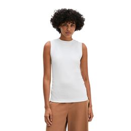 Marc O'Polo T-Shirt MARC O'POLO "aus elastischem Rippjersey", Damen, Gr. L, wei&szlig;, Obermaterial: 97% Baumwolle, 3% Elasthan, unifarben, slim fit, tiefer Rundhals, Shirts T-Shirt