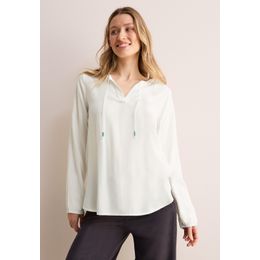 Langarmbluse Cecil, Damen, Gr. XL (44), wei&szlig; (vanillewei&szlig;), Stoff, 100% Viskose, unifarben, normal normal, Rundhals, B&uuml;ndchen, Blusen, aus softer Viskose