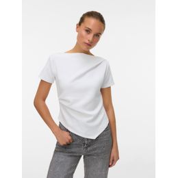 V&eacute;ro Moda Kurzarmshirt VERO MODA "VMMILLE SS BOATNECK SHORT TOP JRS NOOS", Damen, Gr. XS, hellwei&szlig;, Jersey, Obermaterial: 53% Polyester, 42% Viskose, 5% Elasthan, unifarben, regular fit normal, Shirts, Materialmix, regular fit