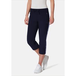 Sporthose STOOKER WOMEN "Stripe 7/8 Sporthose", Damen, Gr. 44/46, blau (navy), angeraute Sweatware, 95% Polyester, 5% Elasthan, gerade 7/8-L&auml;nge, Hosen Sporthose, Regular Fit Sport Synthetik f&uuml;r Damen