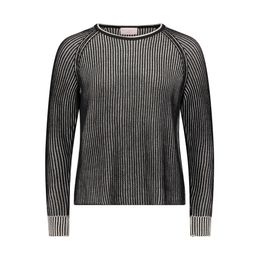 Strickpullover Betty Barclay "Damen mit Rippenstruktur", Damen, Gr. 38, schwarz (patch schwarz, beige), Strick, Obermaterial: 50% Baumwolle, 50% Polyacryl, relaxed fit normal, Rundhals, Pullover Strickpullover