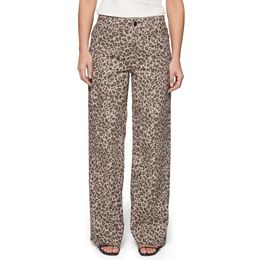 Mom-Jeans Zero "Damen mit weitem Bein", Damen, Gr. 34, Normalgr&ouml;&szlig;en, braun (beige, braun), Obermaterial: 26% Polyester, 3% Elasthan, 71% Baumwolle, bedruckt, figurbetont, Jeans
