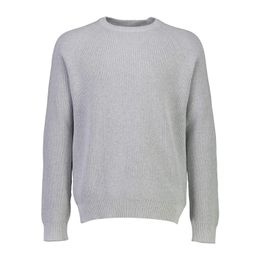 Strickpullover LINDBERGH "Strickpullover Relaxed Fit", Herren, Gr. L, grau mel, Obermaterial: 60% Baumwolle, 40% Polyester, unifarben, Rundhals, Pullover Strickpullover