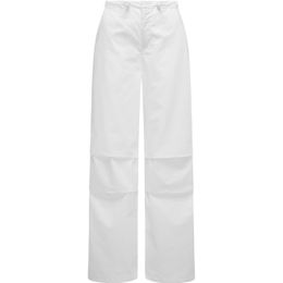 Stoffhose Ragwear "Paragata", Damen, Gr. 27, Normalgr&ouml;&szlig;en, wei&szlig;, Material: 100% Baumwolle, weit lang, Hosen Stoffhose, Stylische Parachute-Hose mit Kordelz&uuml;gen