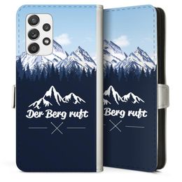 DeinDesign Galaxy A52s 5G Handy Klapph&uuml;lle Handyh&uuml;lle aus Kunst Leder wei&szlig; Flip Case Wanderlust Sky Mountain Sideflip mit Lasche