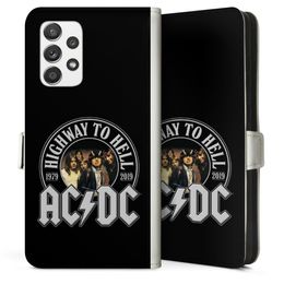 DeinDesign Galaxy A52 5G Handy Klapph&uuml;lle Handyh&uuml;lle aus Kunst Leder wei&szlig; Flip Case Acdc Official Licensed Product Rock Sideflip mit Lasche