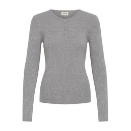 Rundhalspullover oxmo "Rundhalspullover OXSolray", Damen, Gr. XS, grau (grau melange), Obermaterial: 50% Viskose CV. 28% Polyester PES. 22% Polyamid PA., Sweatshirts Rundhalspullover