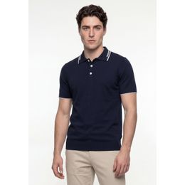 Poloshirt FELIX HARDY "Strick-Polo Shirt Kurzarm", Herren, Gr. L, navy, 100% Baumwolle, Shirts