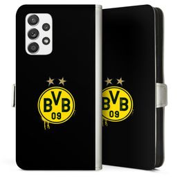 DeinDesign Galaxy A52s 5G Handy Klapph&uuml;lle Handyh&uuml;lle aus Kunst Leder wei&szlig; Flip Case Star Bvb Borussia Dortmund Sideflip mit Lasche