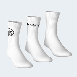 Sportsocken adidas originals "TREFOIL CREW 3P", Damen, Gr. L (43/45), wei&szlig;, Obermaterial: 59% Baumwolle, 37% Polyester, 3% Elasthan, 1% Polyamid, Socken Sportsocken