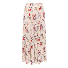 Maxirock Only "ONLLUNA LONG SKIRT WVN", Damen, Gr. L, ecru aop:multi flowers, Web, Obermaterial: 100% Viskose, bedruckt, lang, R&ouml;cke Maxirock, Viskose